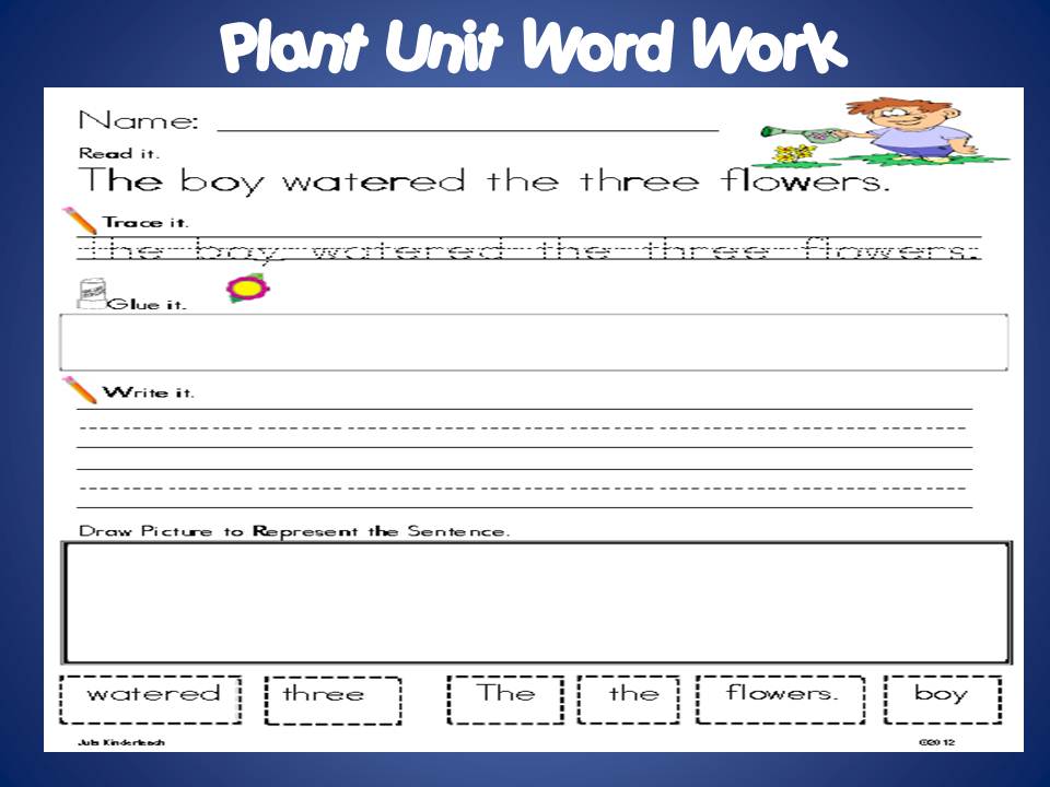 Juls Kinder Teach Zone: Word Work & Sentence Writing