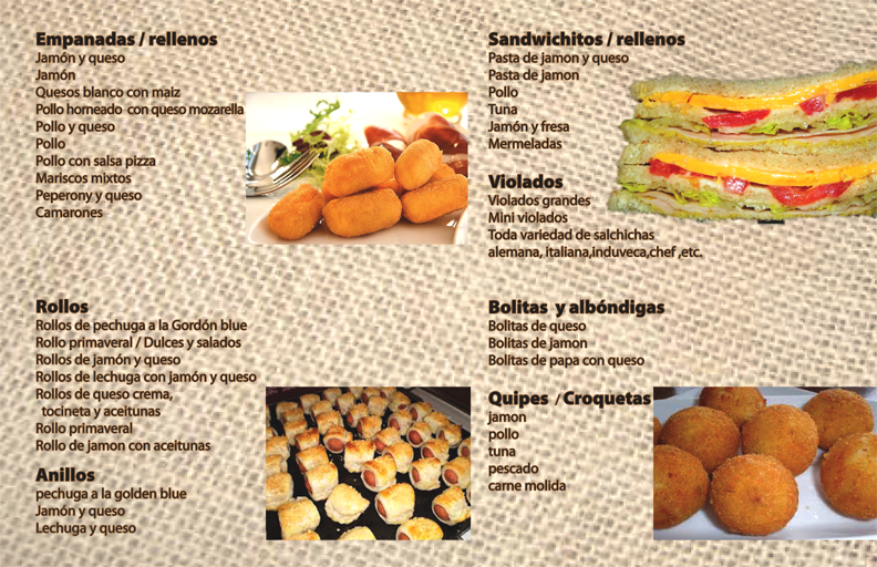 D' Luis Amarante, Picaderas y Bocadillos: MENU