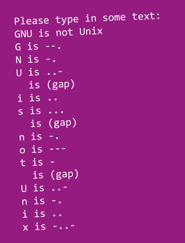 Program: Morse Code using switch-case decisions