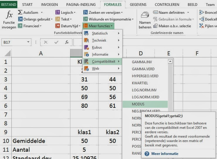 Tips voor Excel: Statistiek - Functie Modus