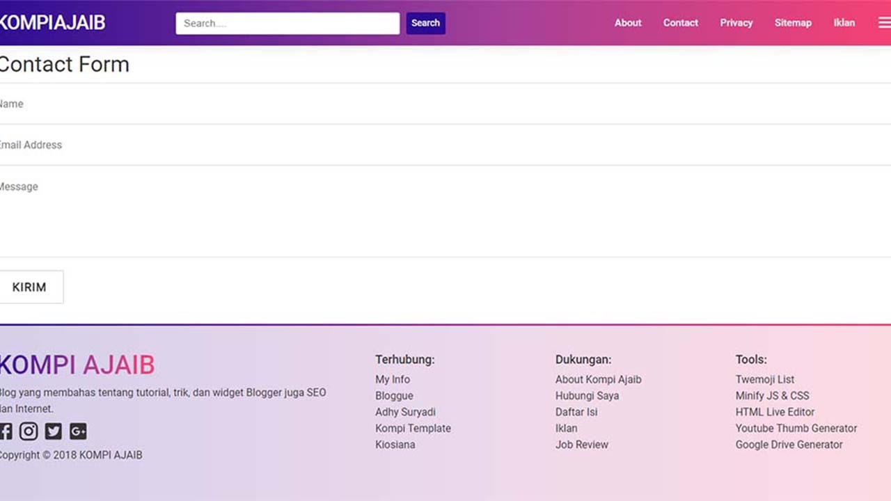 Memasang Contact Form Blogger Pada Halaman Static Blog AMP HTML