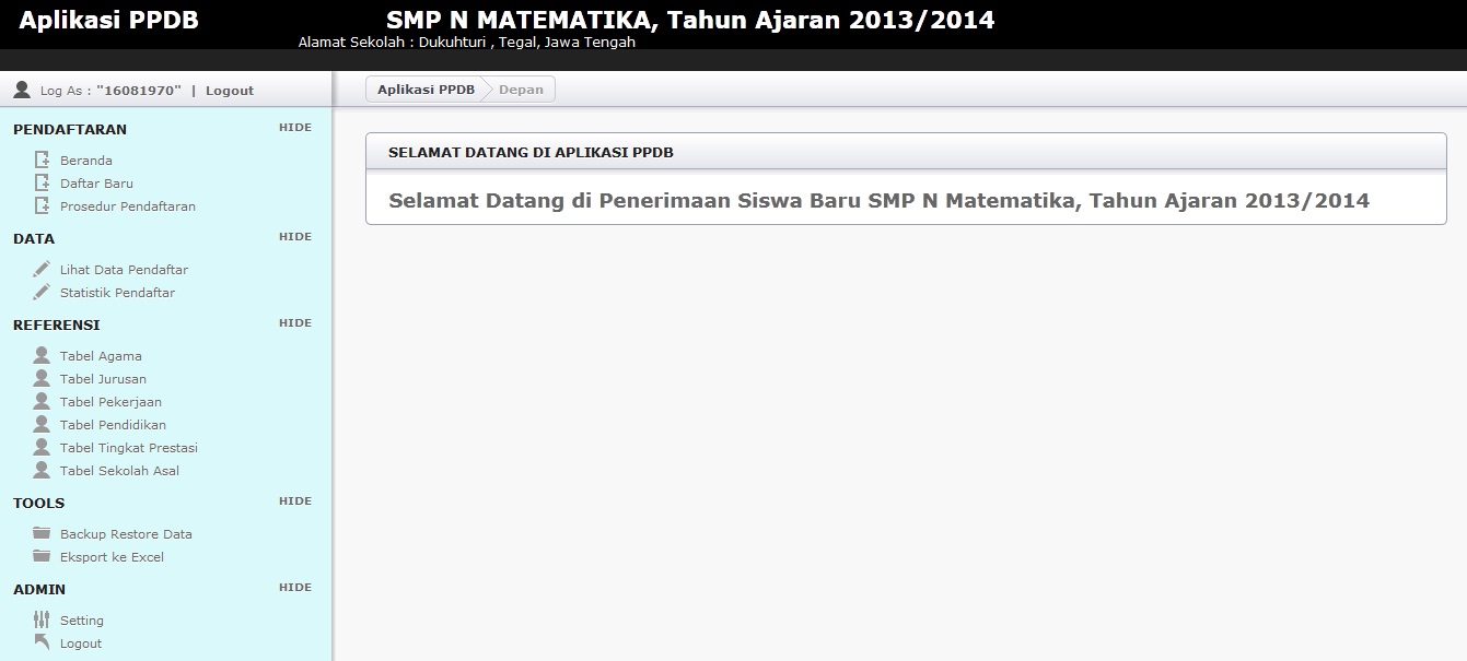 FORUM BELAJAR: CONTOH APLIKASI PPDB ONLINE