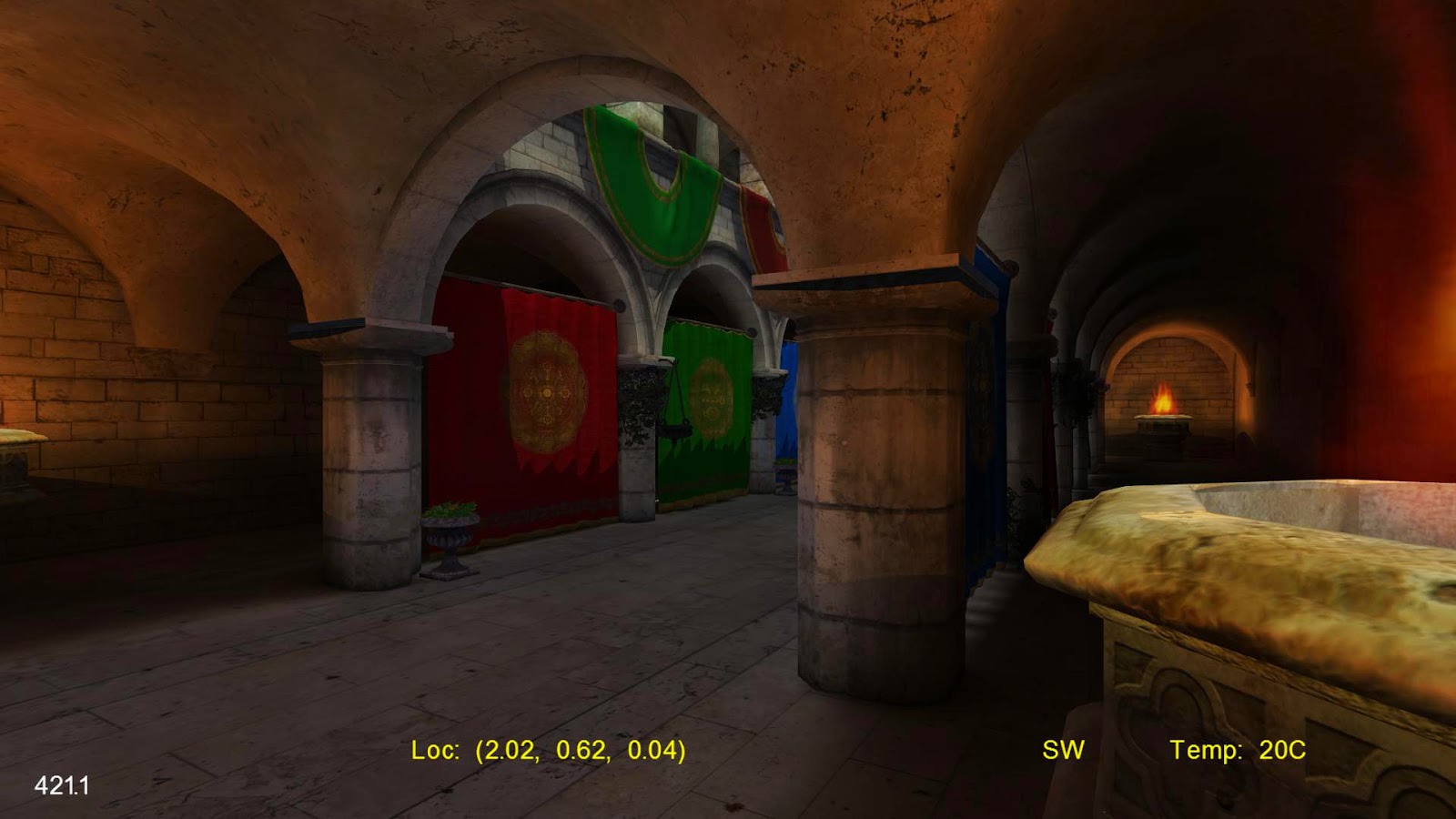 3DWorld: Indirect Lighting in Sponza Scene