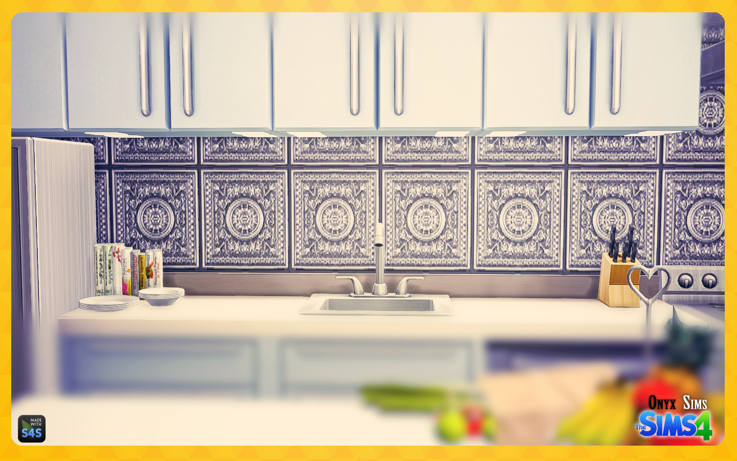 TS4 - Antique Silver Tiles - Onyx Sims