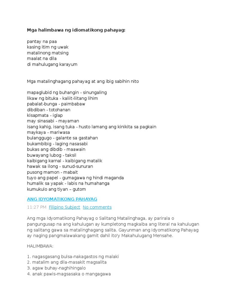 idyomatikong pahayag - philippin news collections