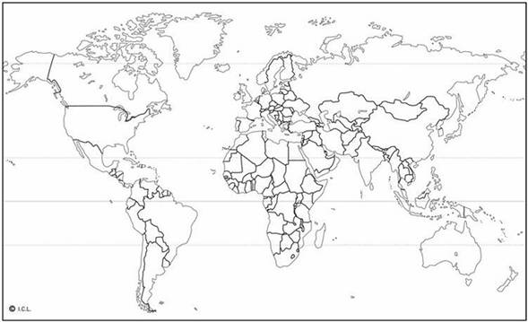 Planisferio politico en blanco - Imagui