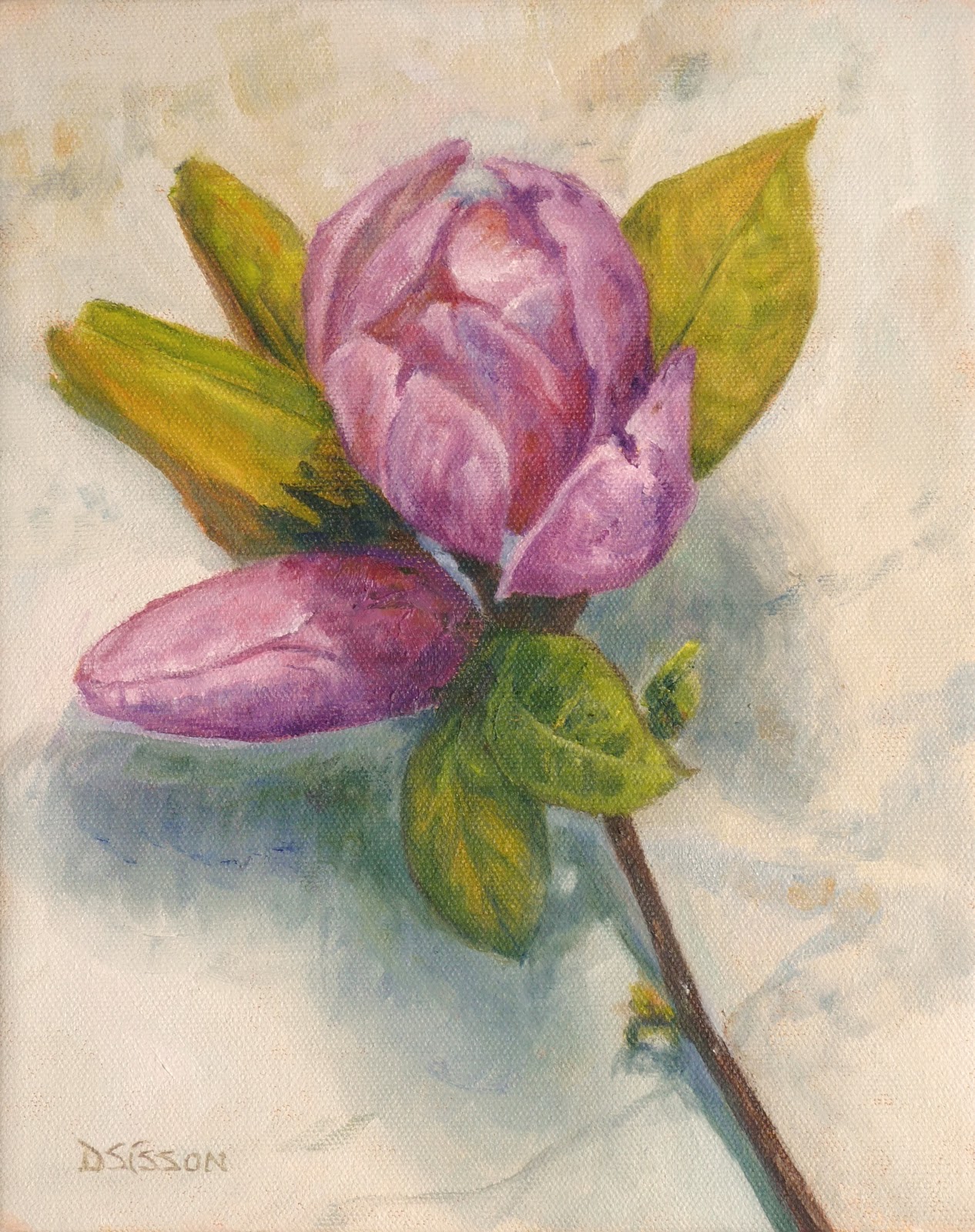 Daily Painting Projects: Purple Magnolia Oil Painting Flowers Still ...