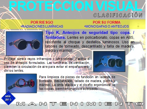 EPP EQUIPOS DE PROTECCION PERSONAL: Protección Visual