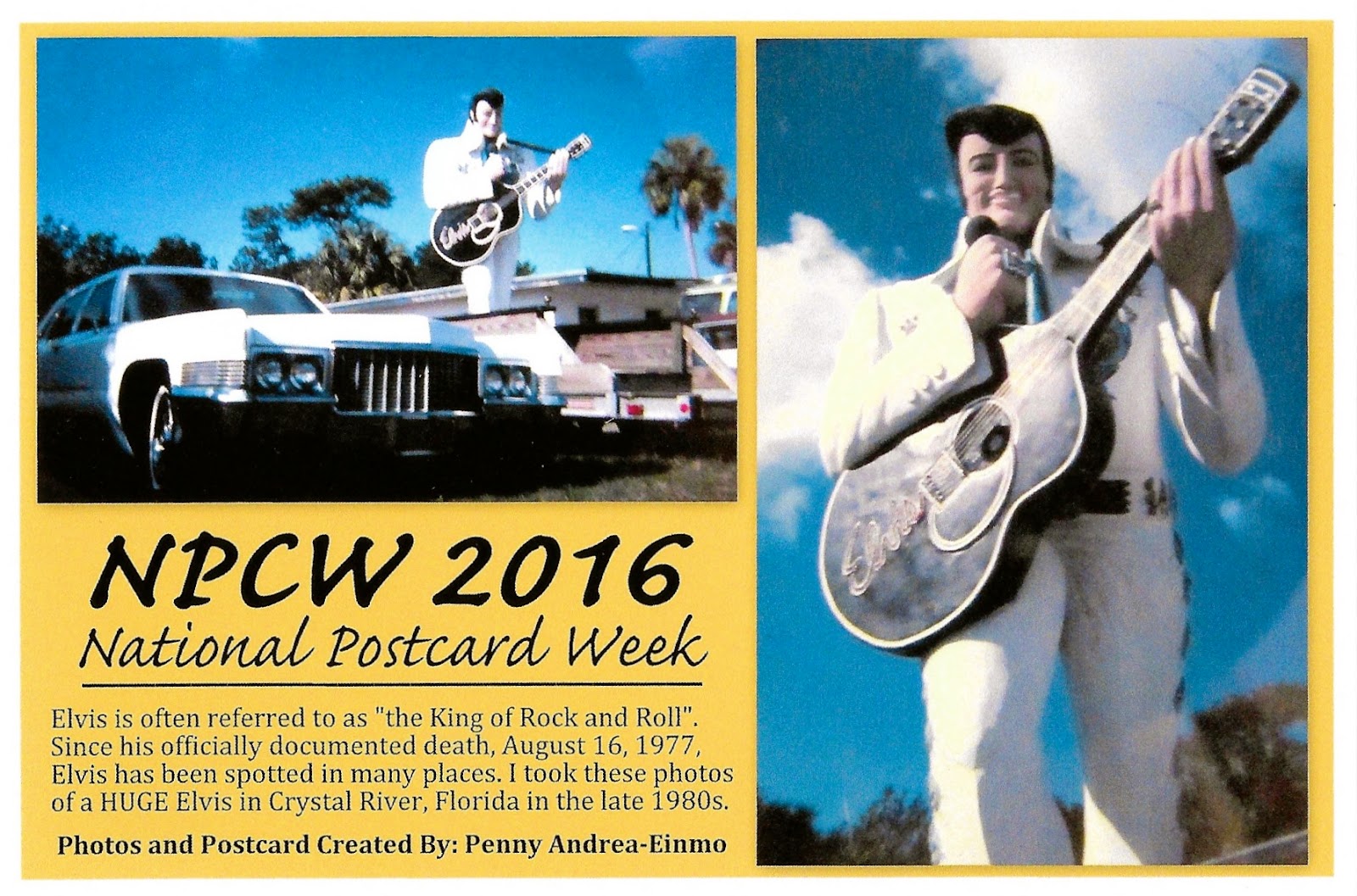 My Favorite Postcards: A Huge Elvis Statue for National Postcard Week