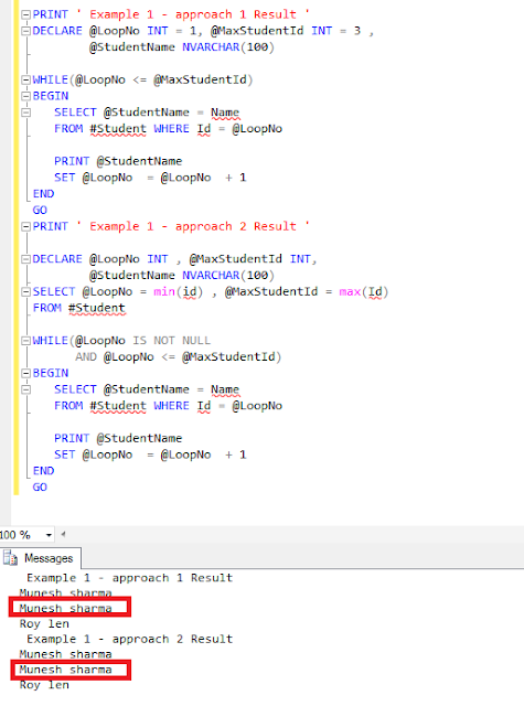 Looping through table records in Sql Server - Dot Net Office Looping through table records in Sql Server - Dot Net Office