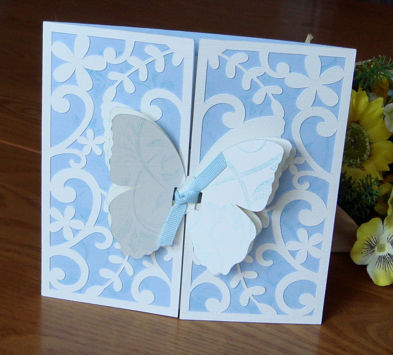 Designs for Occasions: Blue and Cream Gate Fold Card