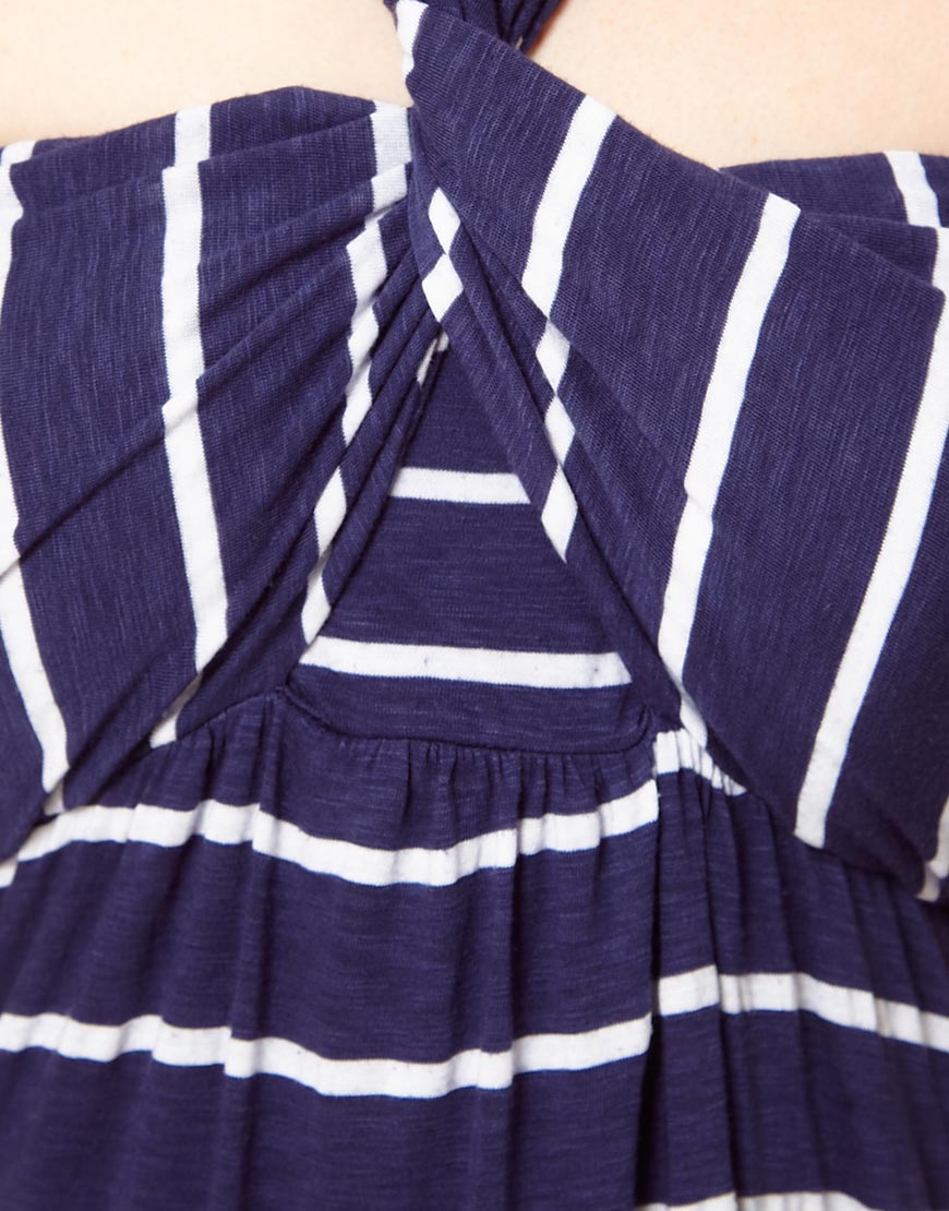 Style Fashion Corner Splendid Striped Maxi Dress With Halter Neck Detail