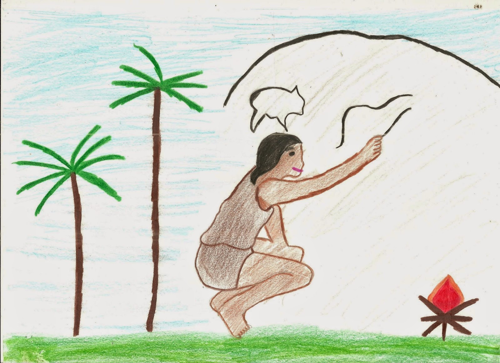 LUANA ENSINA: Homem das cavernas em desenho: