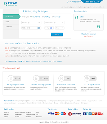 Brand New Look Of Clear Car Rental Website