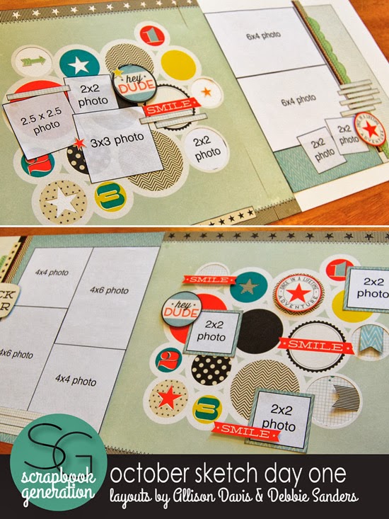 SCRAPBOOK GENERATION: October Sketch Day One layouts...