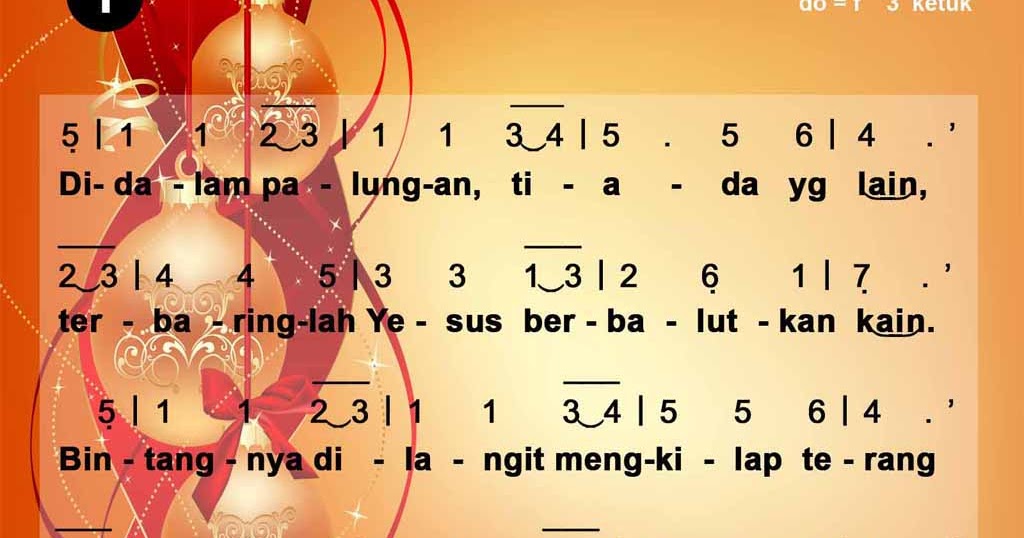 Lirik dan Not Kidung Jemaat 102 Di Dalam Palungan