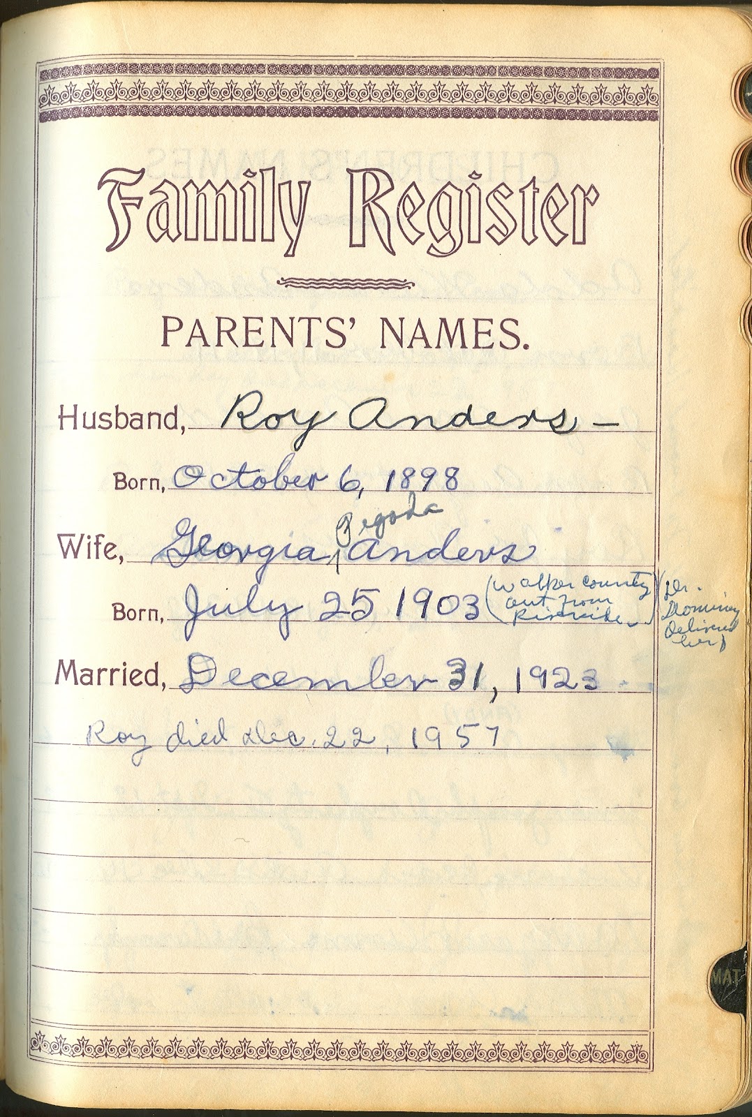 Leaf, Stem, Branch, and Root: The Roy Jacob Anders, Sr. Bible