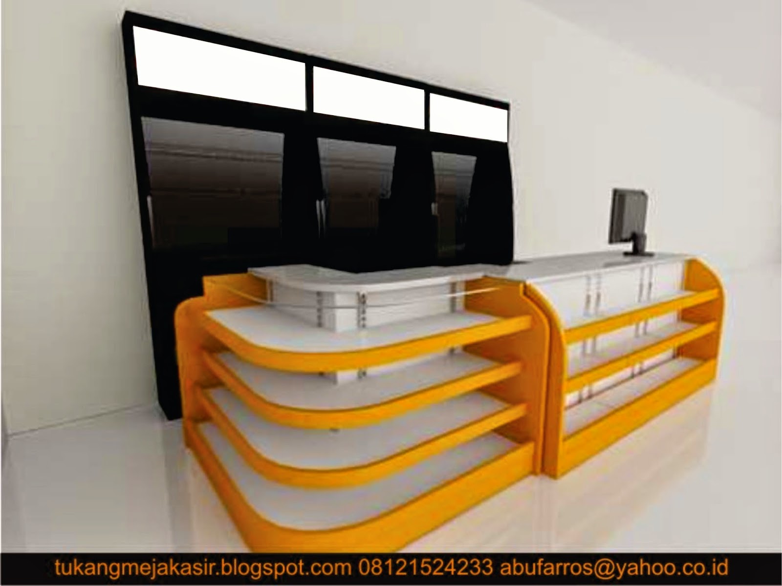 interior design & specialist meja kasir: meja kasir warna orange dan ...