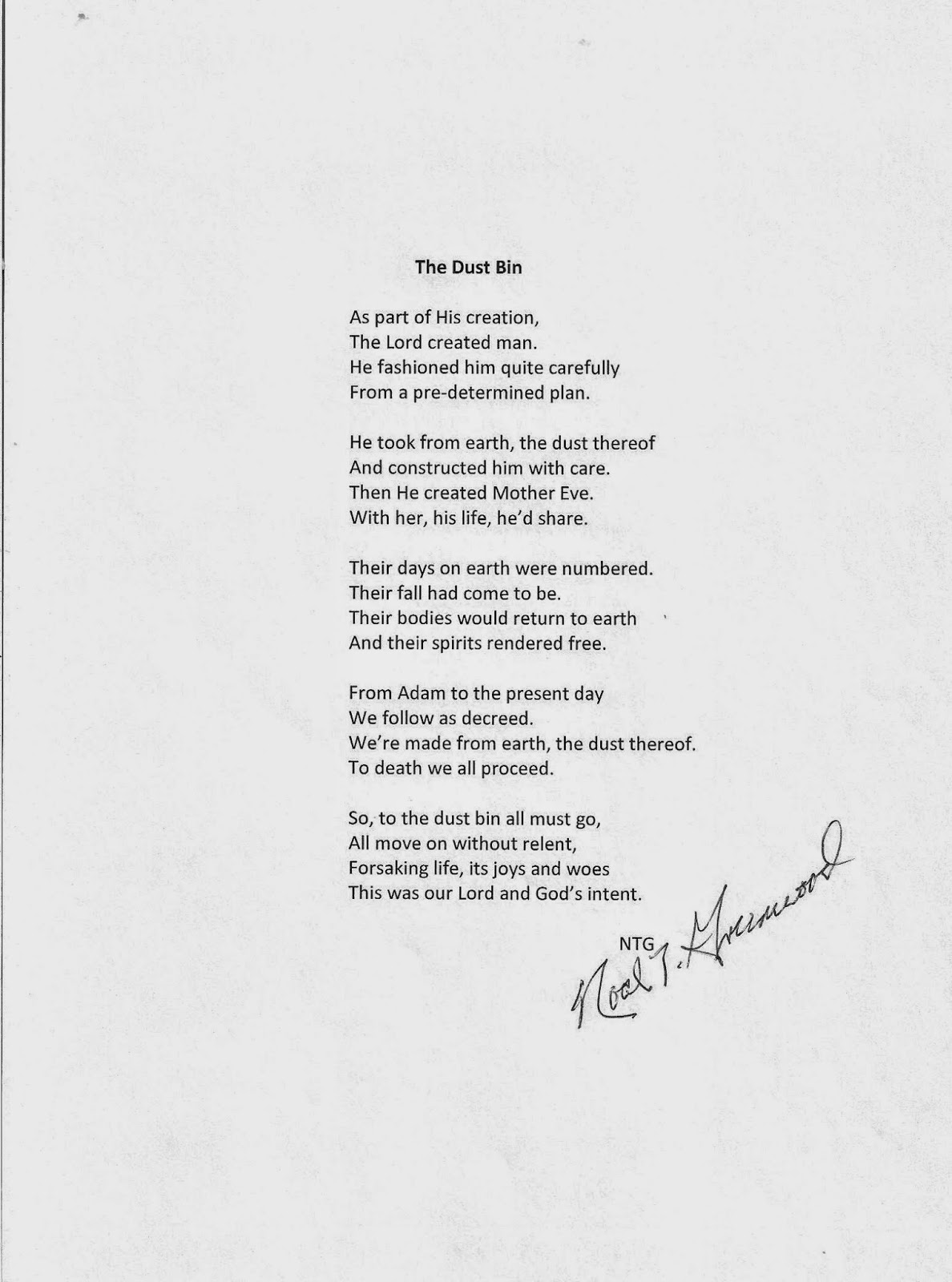 Thoughts From Noal: The Dust Bin