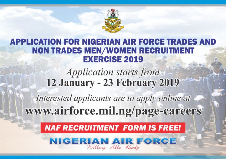 Nigerian Air Force Recruitment Application Form For 2019 (ND/NCE/RN/RM ...