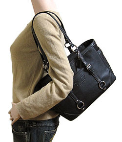 Coach Black Leather Gallery E/W Tote #12343