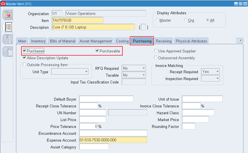 OracleAppsnFusion: Define Serviceable Item