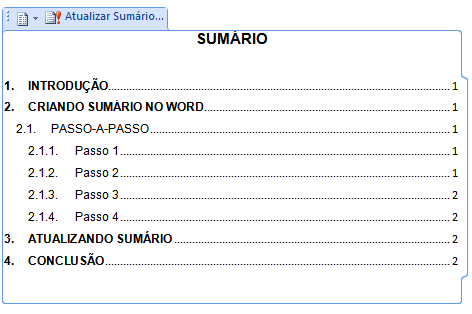 O Pórtico.com: Como fazer um Sumário Automático no Word 2010 em apenas ...