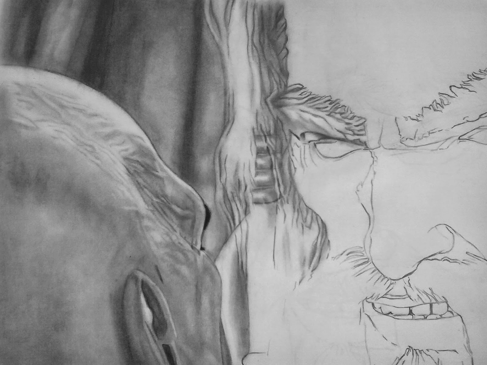 SeleOfficialART: God Of War - Zeus face drawing - step by step