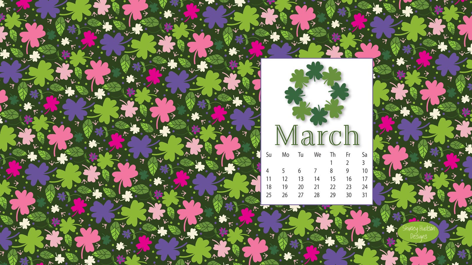 Hudson's Holidays - Designer Shirley Hudson: March calendar freebie