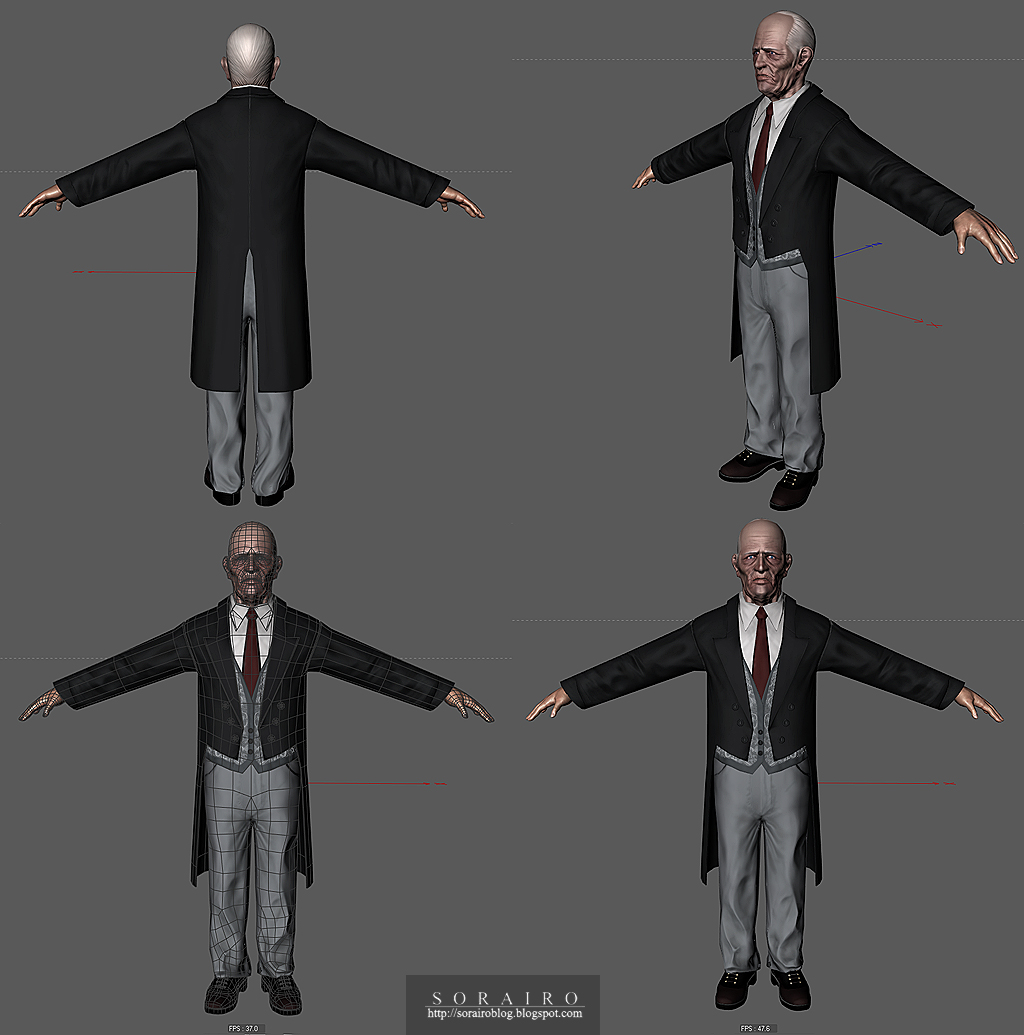 Onur Samli's 3D Art Blog: Old Butler - Low Poly Game Model
