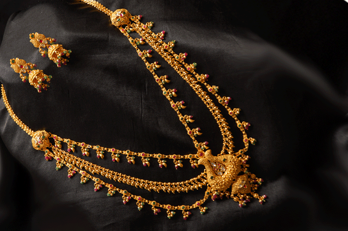 22 Carat Designer Gold Kandoli(haram) with layers - Jewellery Designs