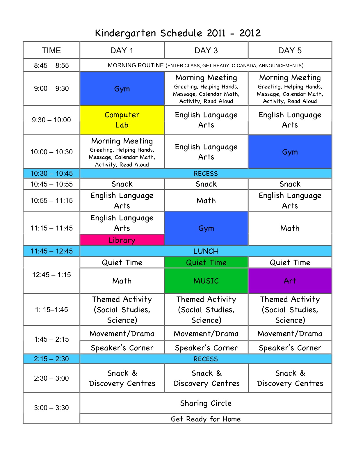 Kindergarten With Mrs Staniforth Kindergarten Schedule Kindergarten With Mrs Staniforth Kindergarten Schedule