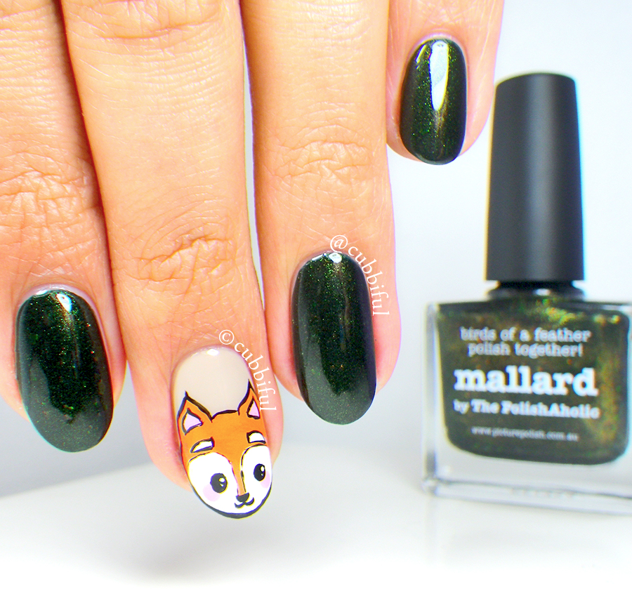 cubbiful: Fox Nail Art and piCture pOlish Mallard