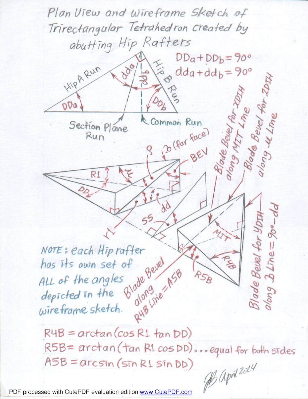 Roof Framing Geometry: Trirectangular Tetrahedron Study Joe Bartok