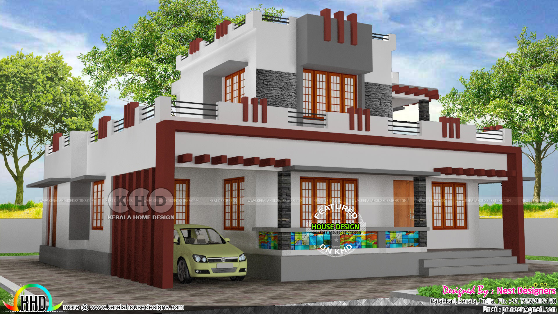 5 bedroom modern decorative style flat roof house - Kerala Home Design ...