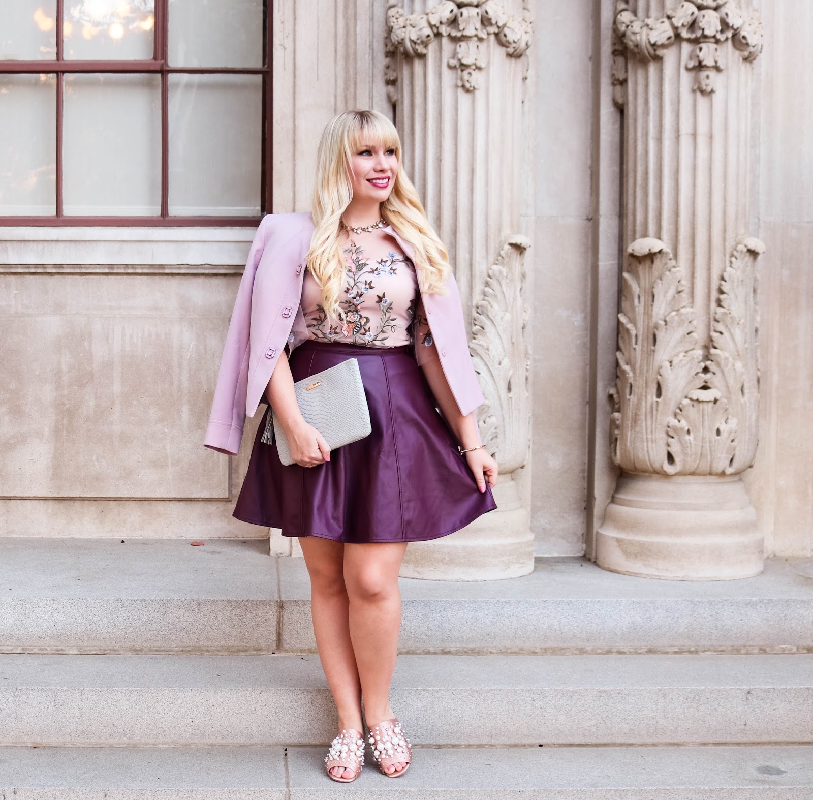 Pink and Plum Outfit Idea for Fall - Lizzie in Lace