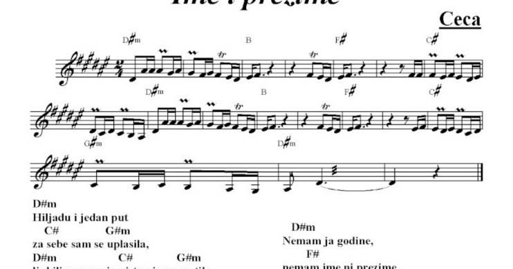 NOTE | DOMACE I STRANE: IME I PREZIME CECA NOTE AKORDI TEKST