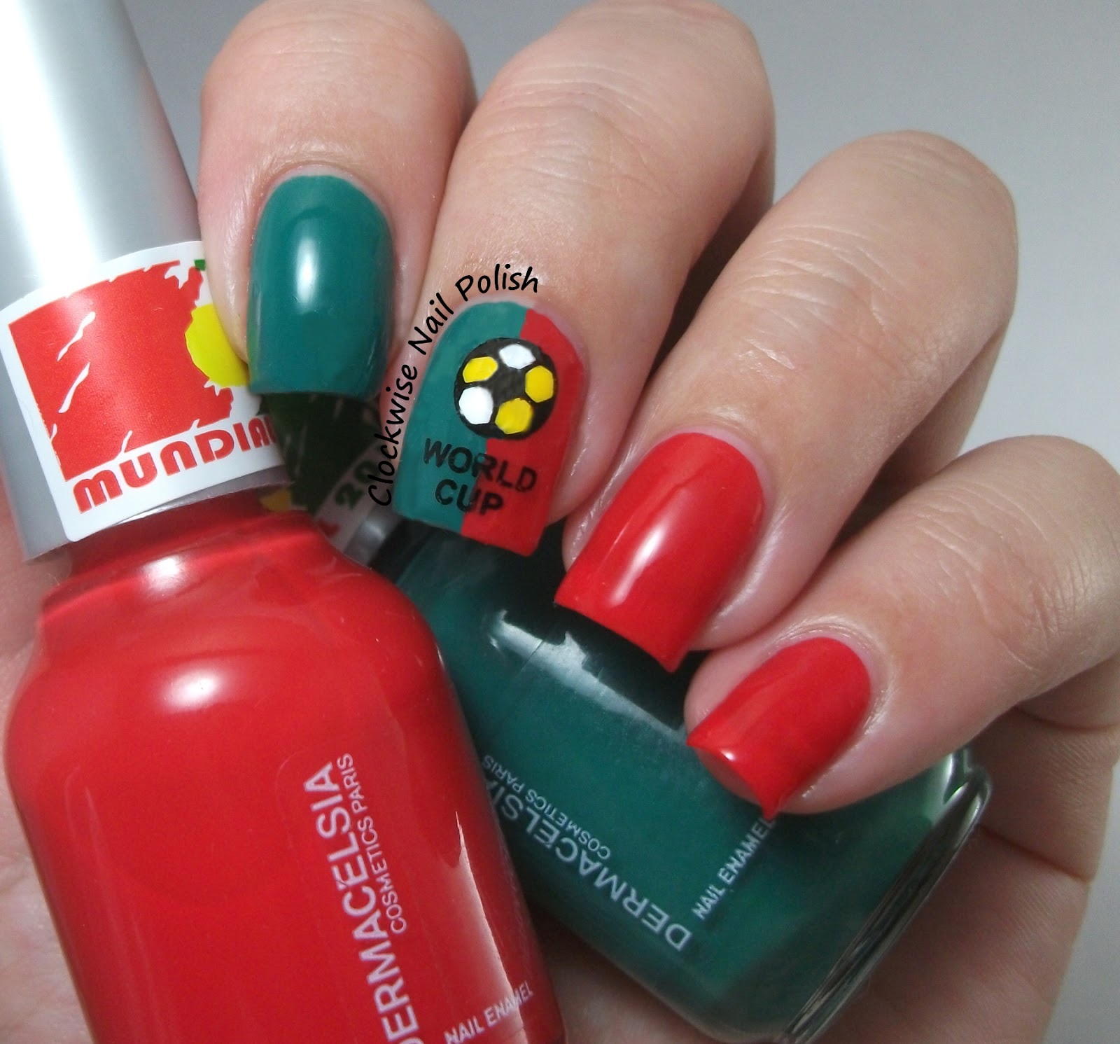 The Clockwise Nail Polish: World Cup 2014: Portugal Nails I