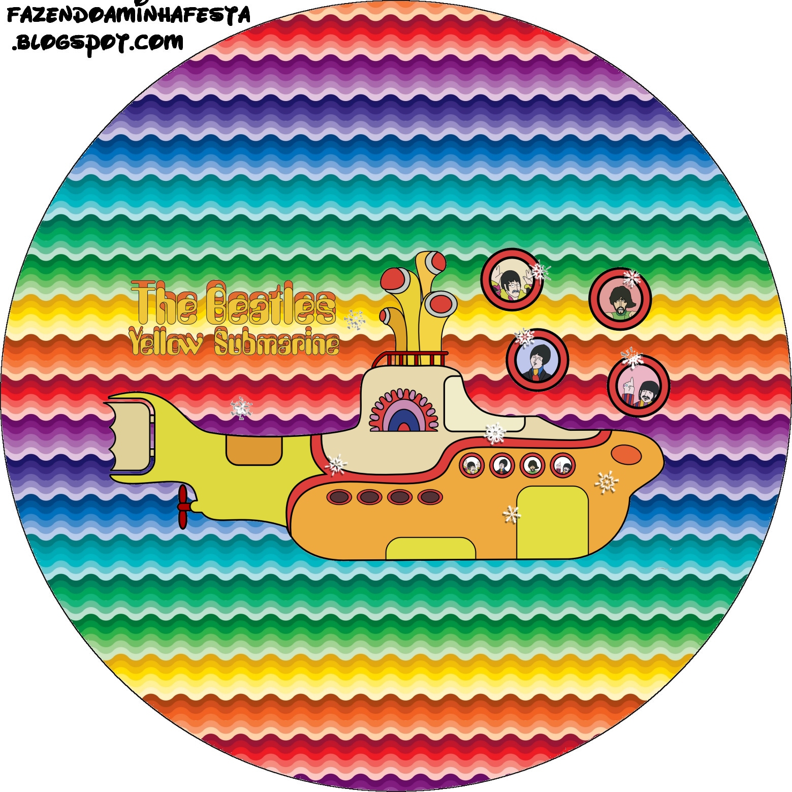 Beatles Yellow Submarine: Free Printable Cupcake Wrappers and Toppers ...