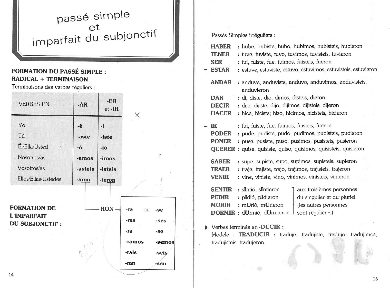 Les Terminaisons Du Passé Simple