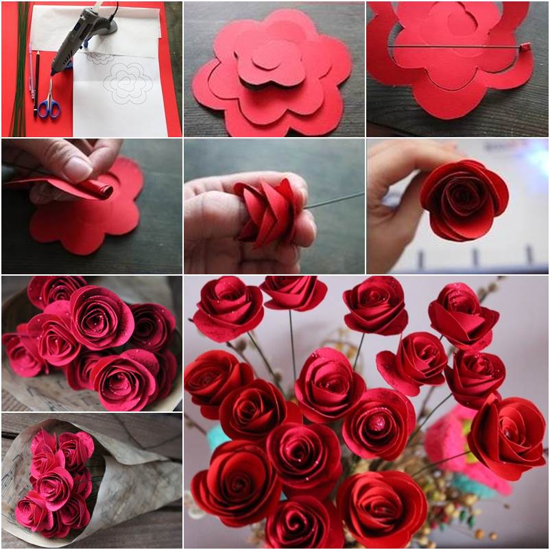 Crea bellos ramos con rosas de papel