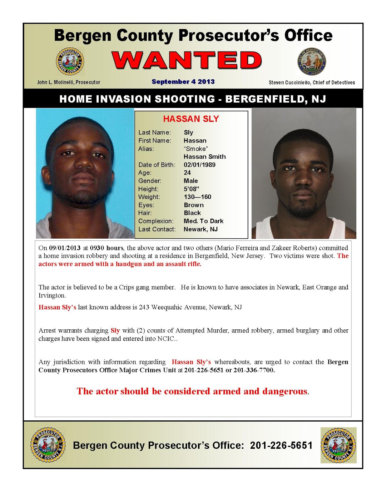 Bergenfield Police Department: September 2013