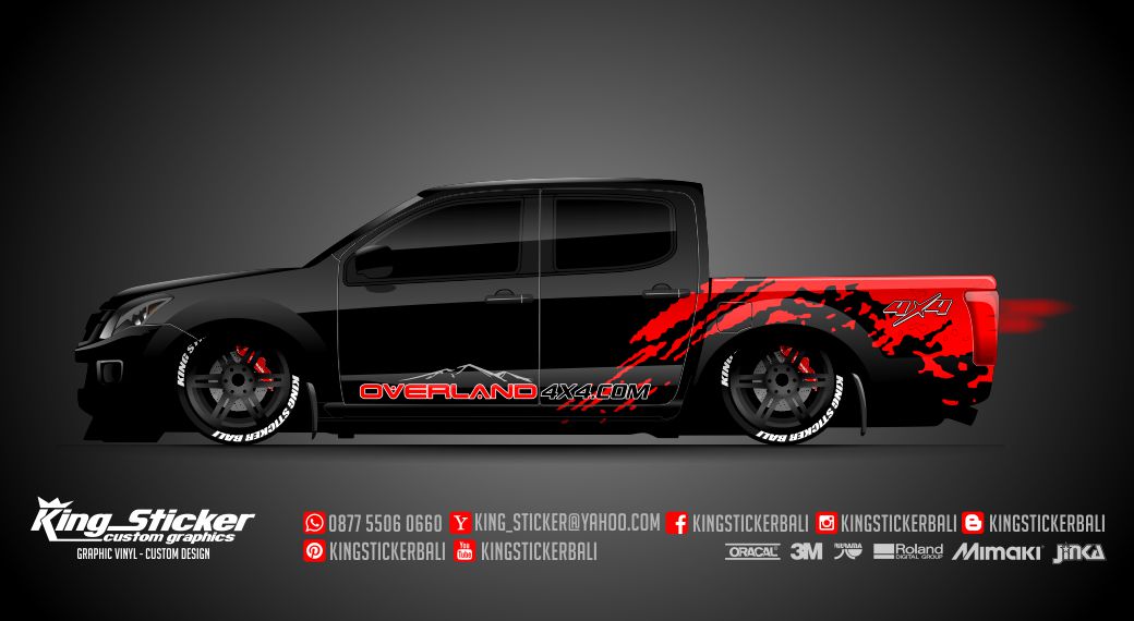 STICKER MOBIL ISUZU D MAX GRUNGE MERAH | King Sticker bali