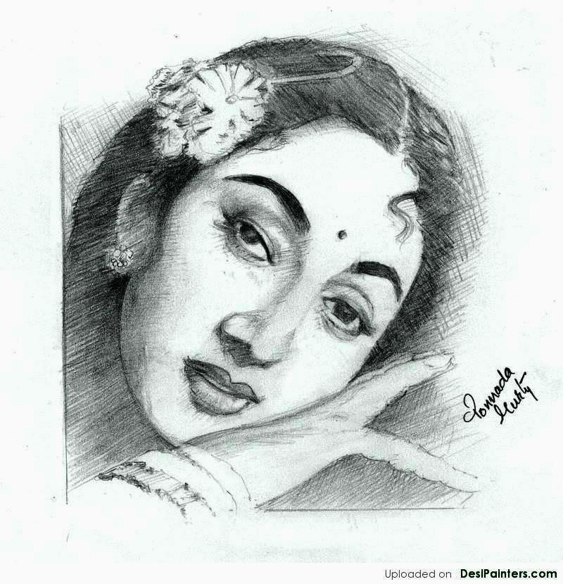 TELUGU WEB WORLD: BEAUTIFUL PENCIL SKETCH OF MADHUBALA