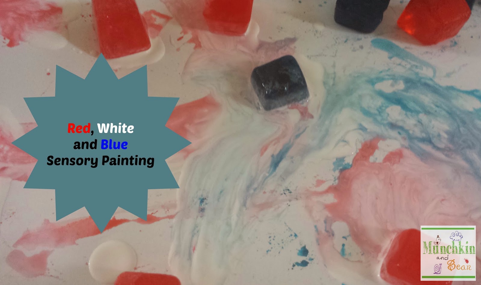 Munchkin and Bean: Red, White and Blue Sensory Painting