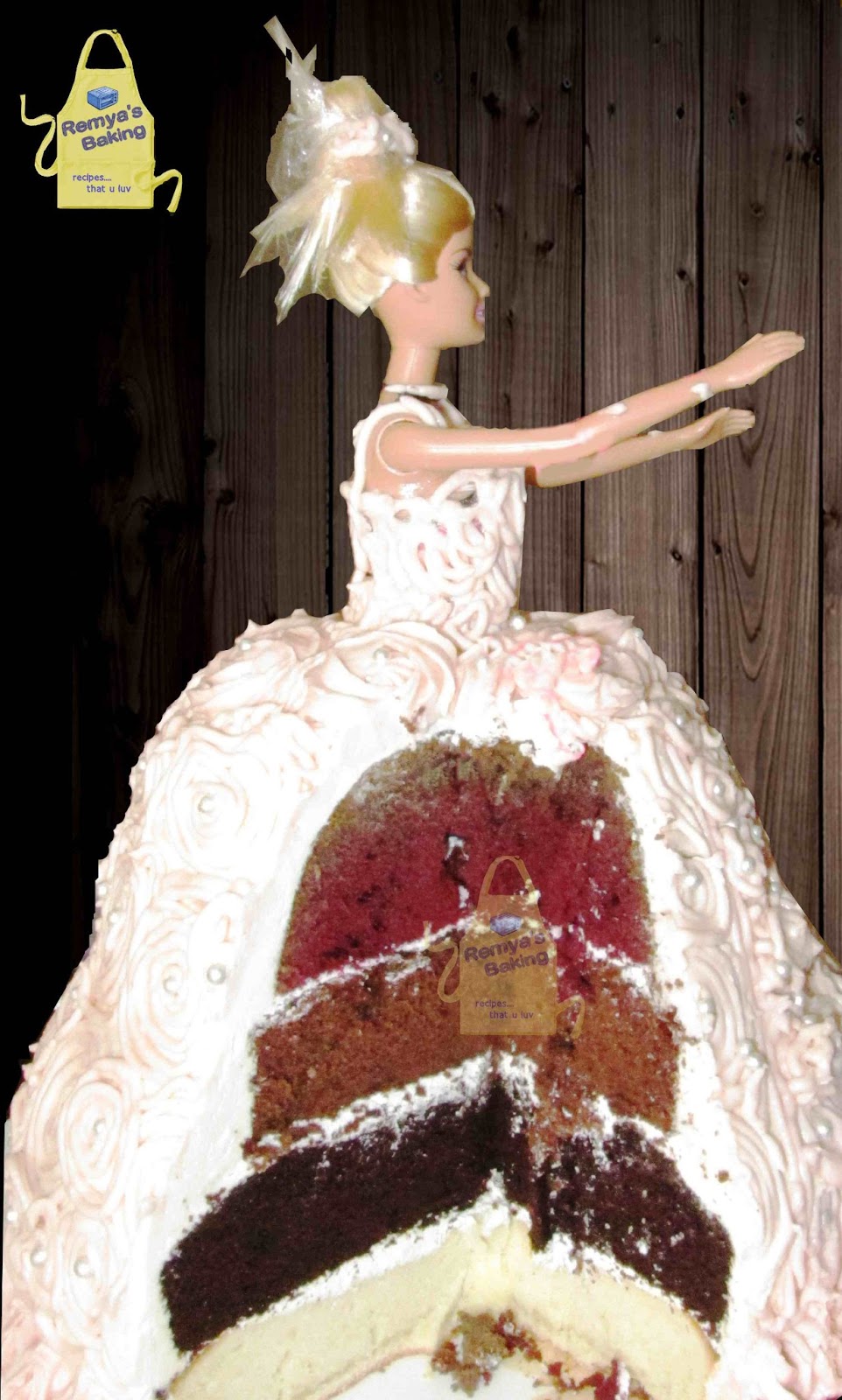 Remya's Baking : A four layer Barbie doll cake for my little Princess