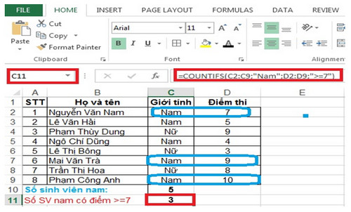 [Hàm điều kiện] HÀM COUNTIFS() ĐẾM SỐ Ô THỎA 1 HOẶC NHIỀU ĐIỀU KIỆN ...