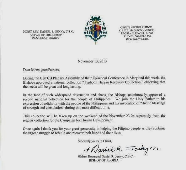 Bishop Daniel R. Jenky, CSC: Typhoon Haiyan