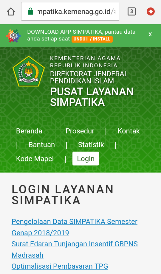 Simpatika Kemenag Login Ptk 2019 - SMP MTs Pendidikan Menegah