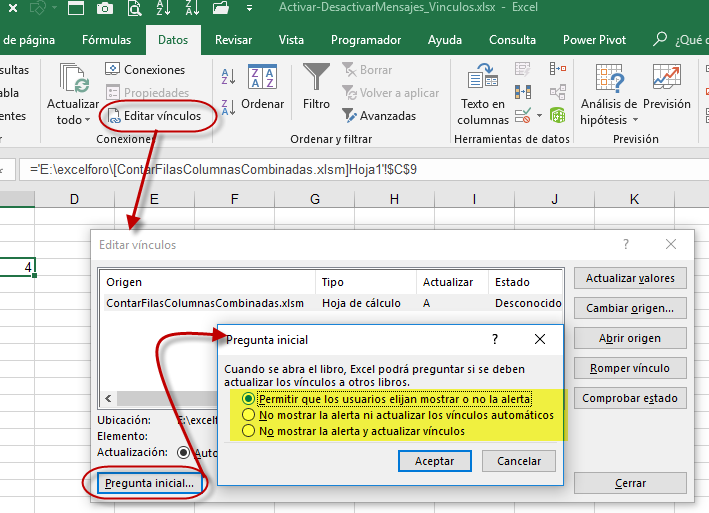 Mensaje de Alerta de Vínculos externos | EXCEL FORO: Un blog de Excel